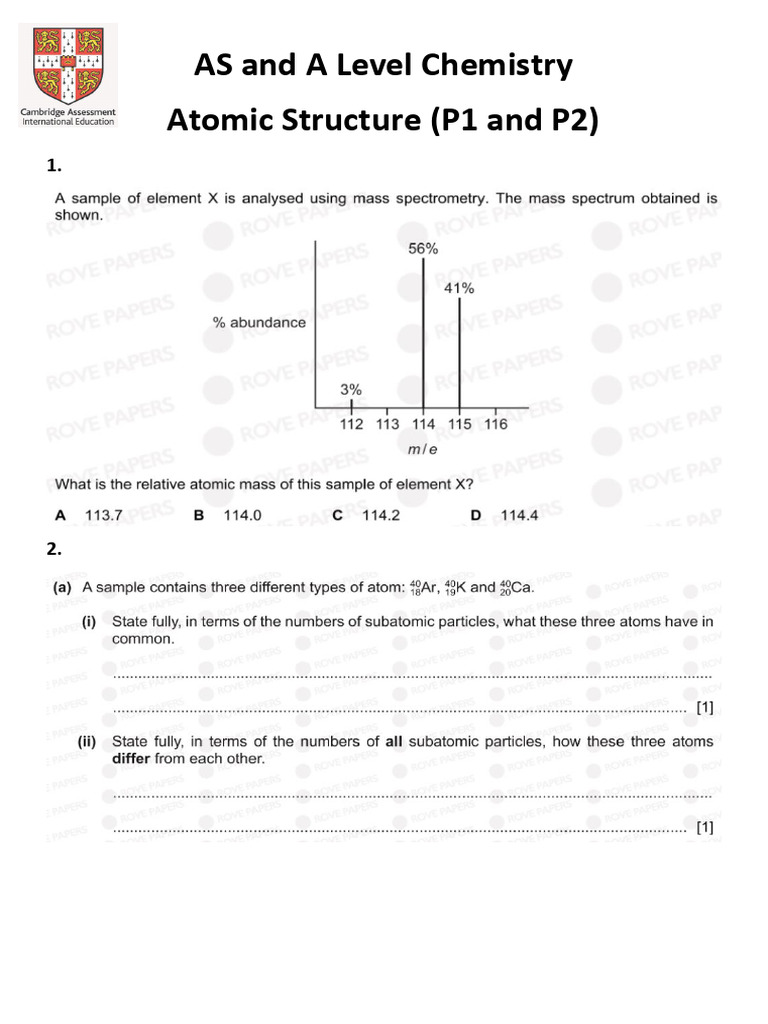 Atomic Structure Qs | PDF