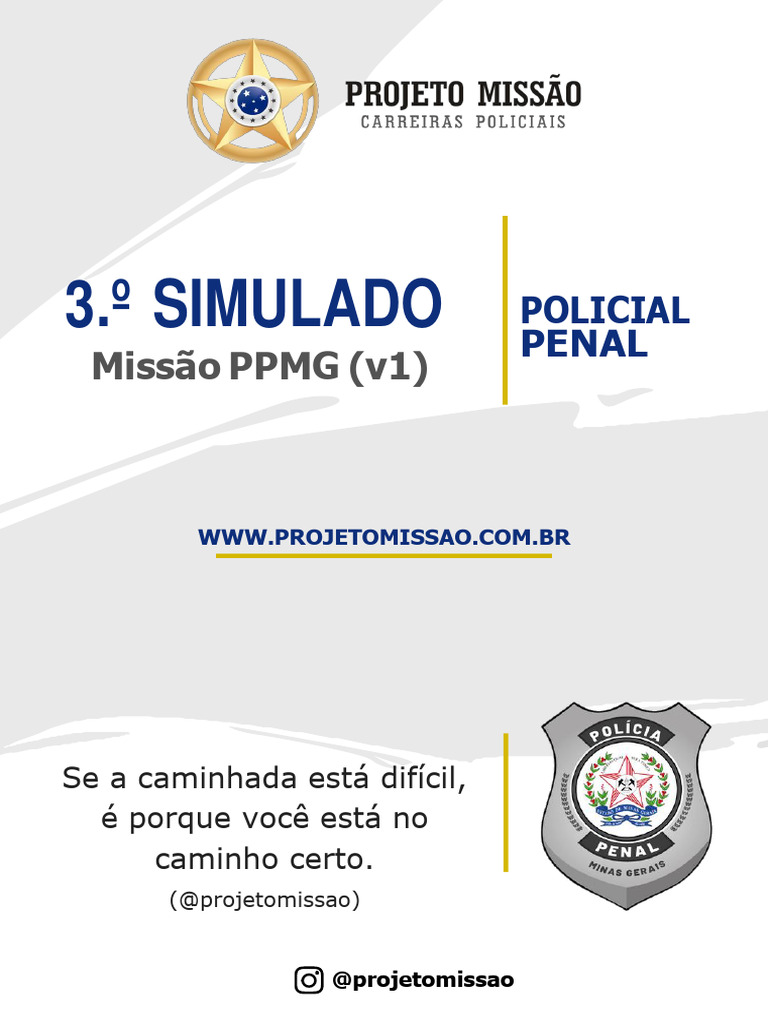 03-Simulado Missao PPMG V1 | PDF | Crime e Violência | Crimes