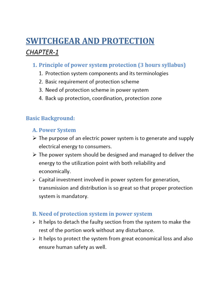 Chapter 1 Principle of Power System | PDF | Relay | Electromagnetism