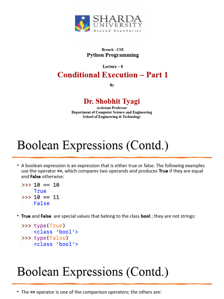 L06 - Conditional Execution - Part 1 | PDF | Computer Science | Computing