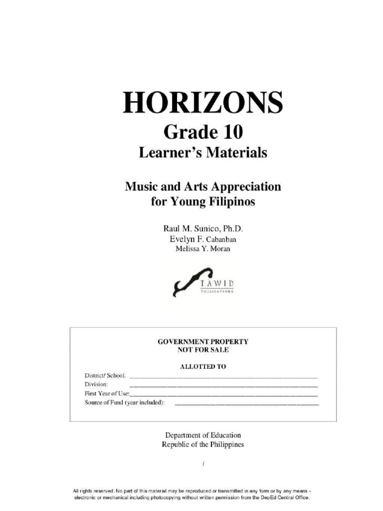 Music Arts Gr10 LM QTR 1 To 4 Complete 49760451 | PDF