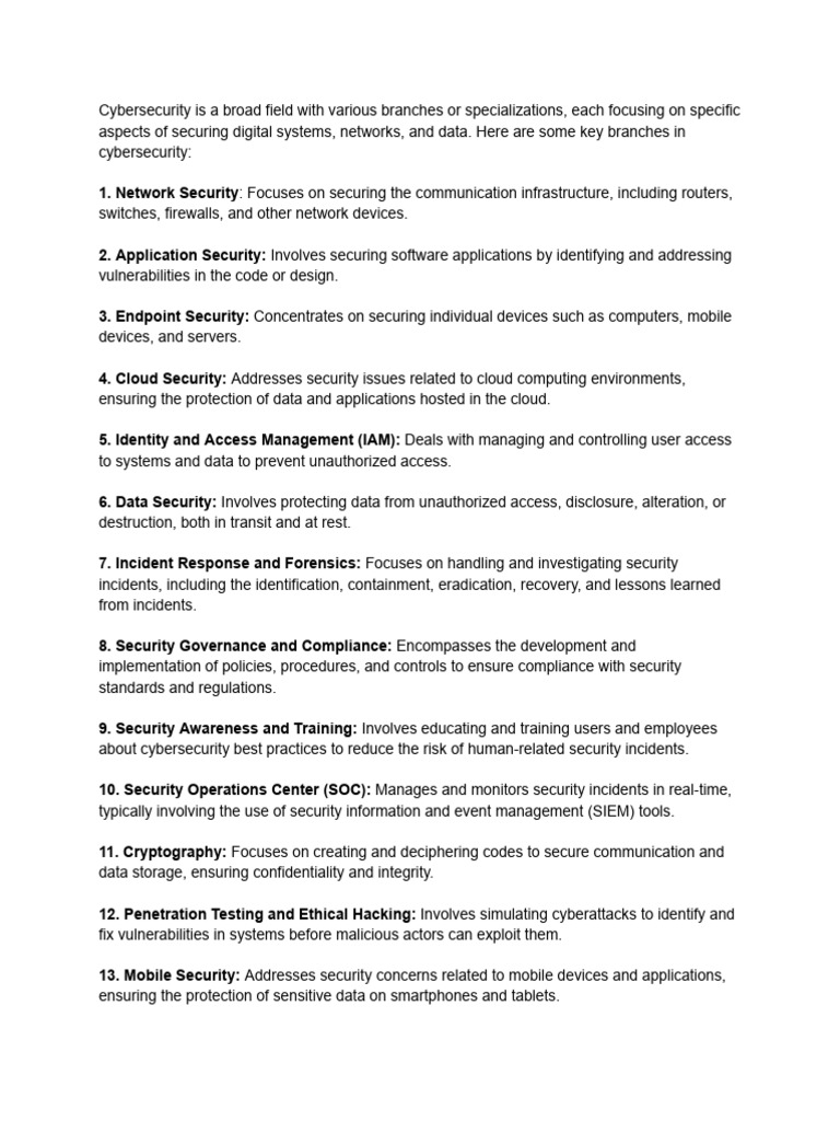 Fields of Cyber Security | PDF | Computer Security | Security