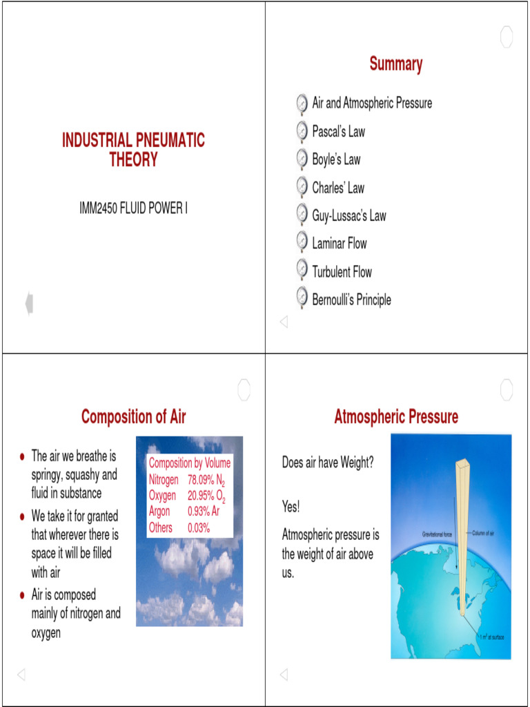 Industrial Pneumatic Theory Overview | PDF | Pressure | Fluid Dynamics