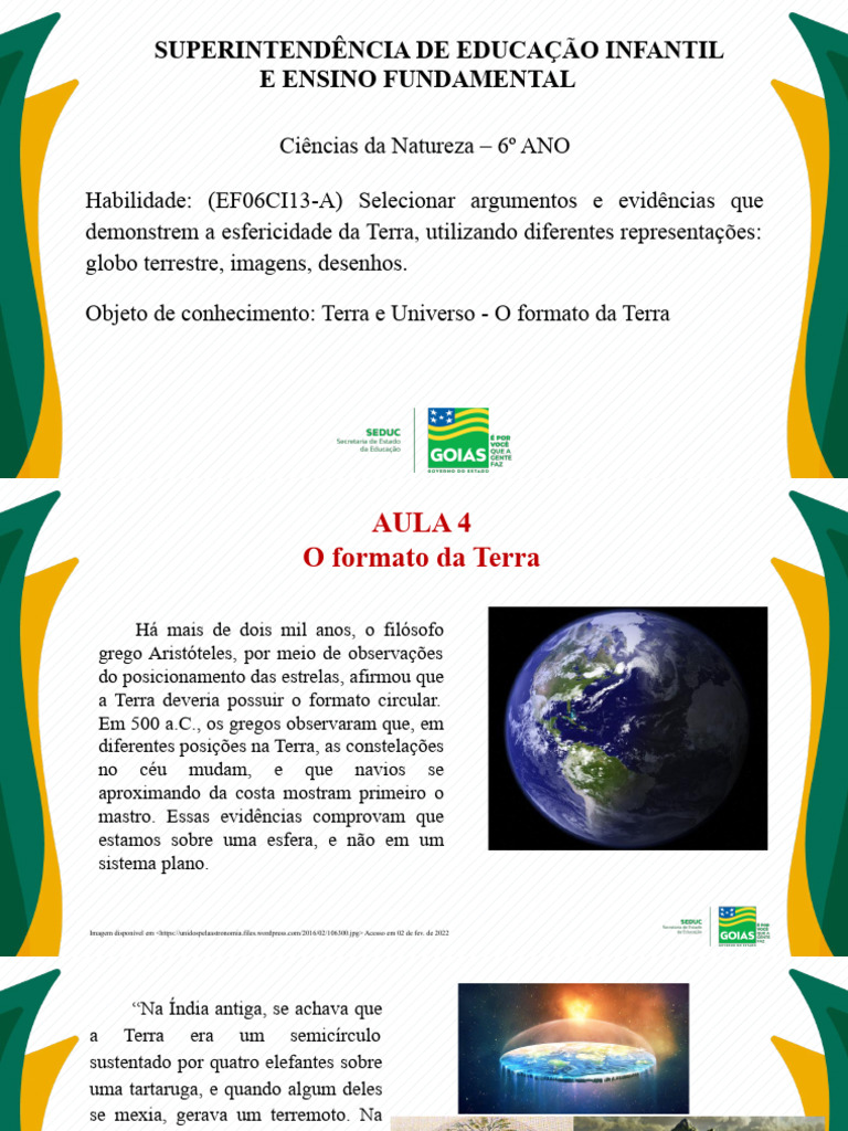 Aula 3 - 6º CIÊNCIAS - O Formato Da Terra | PDF | Mapa | Cartografia