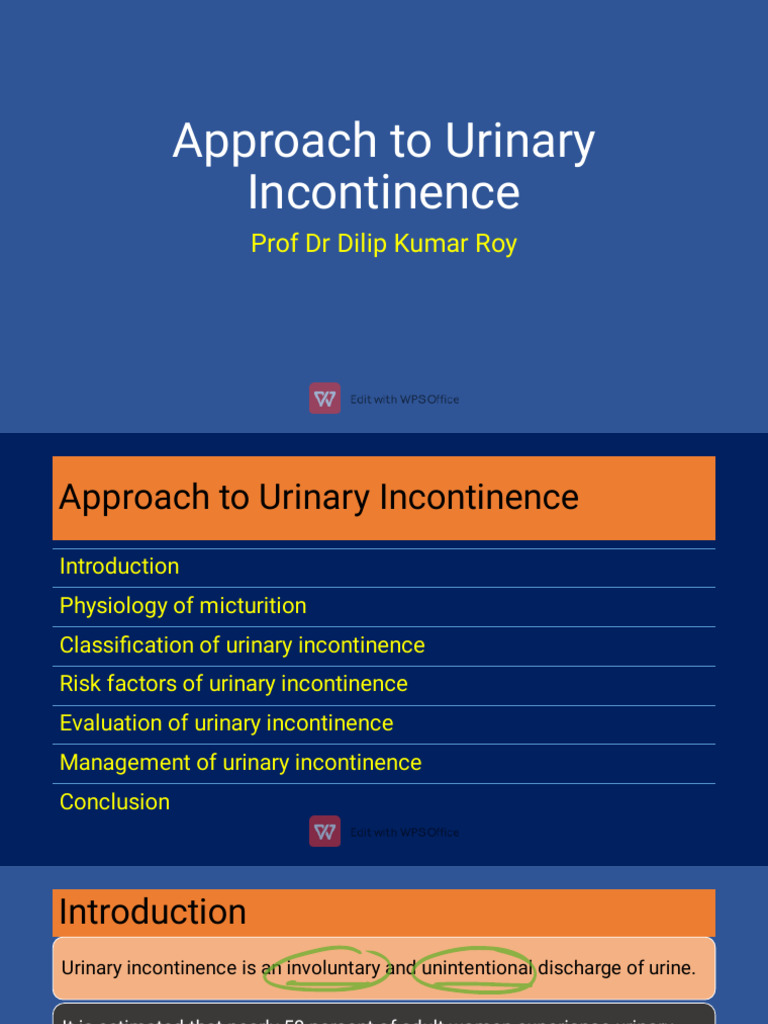 Approach To Urinary Incontinence | PDF | Urinary Incontinence | Urination