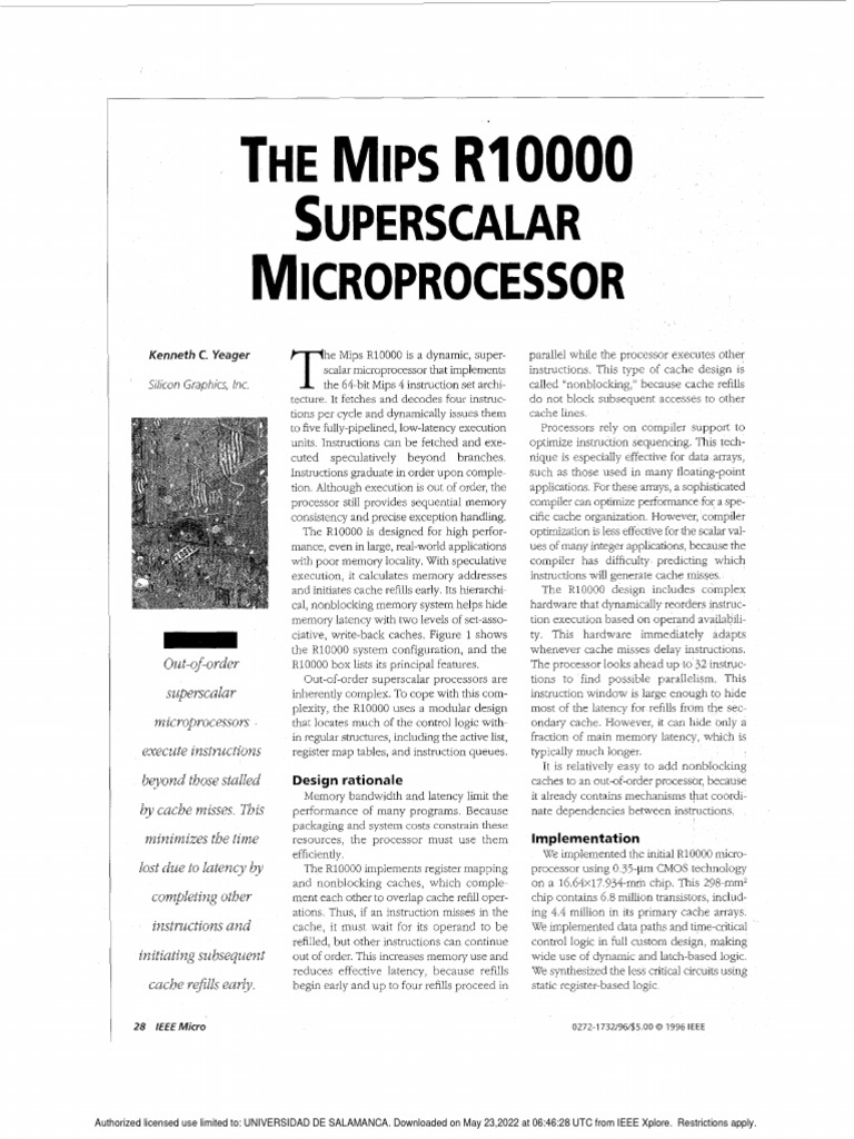 The_Mips_R10000_superscalar_microprocessor | PDF | Cpu Cache | Central Processing Unit