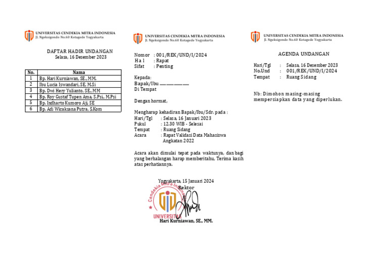 01 Und Rapat Rapat Validasi Data Mahasiswa Angkatan 2022 | PDF