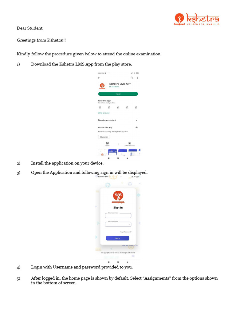 Student Hand-Book For Online Exams (Kshetra) New | PDF | Google Play | Software