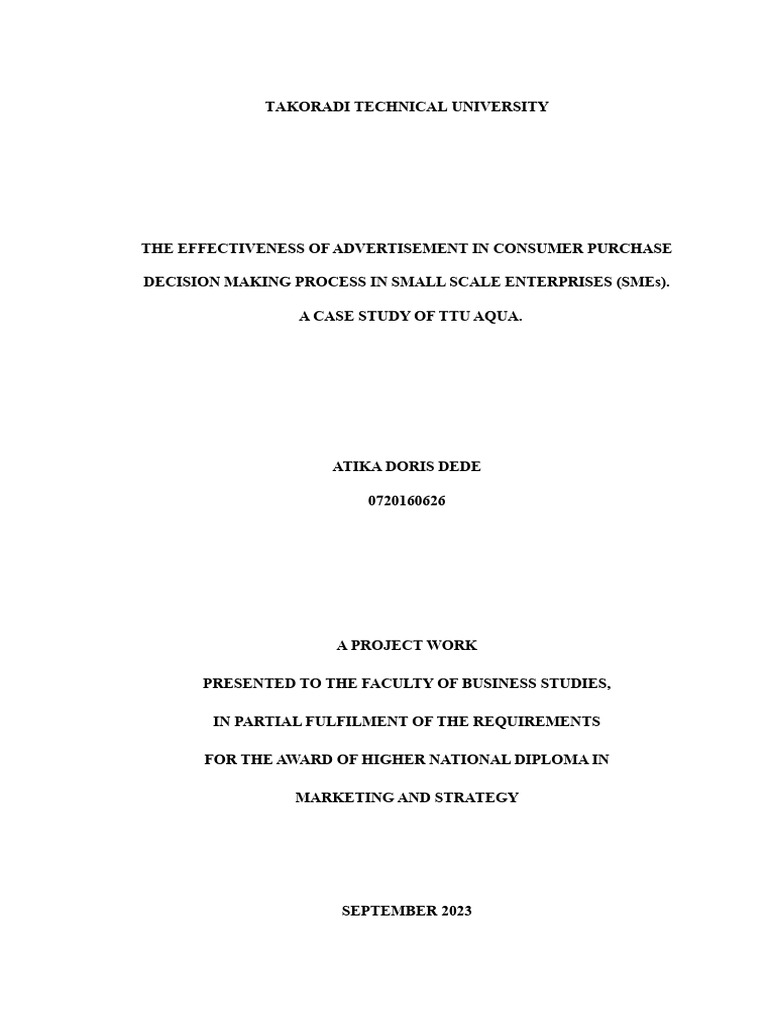 The Effectiveness of Advertisement in Consumer Purchase Decision Making ... The Effectiveness of Advertisement in Consumer Purchase Decision Making ...