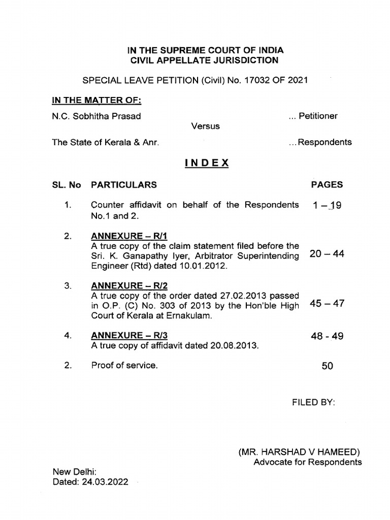 Counter Affidavit in SLP | PDF