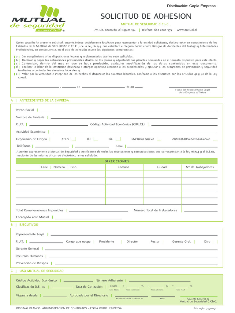 Formulario Solicitud de Adhesion Empresa | PDF | Business