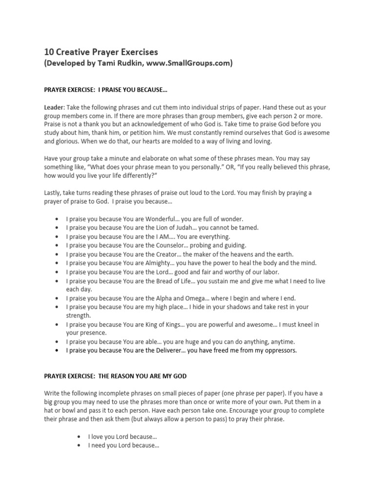 Creative Prayer Activities Guide | PDF | Prayer | Love