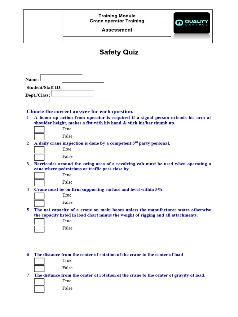 Crane Operator Questions | PDF | Crane (Machine) | Electrical Engineering