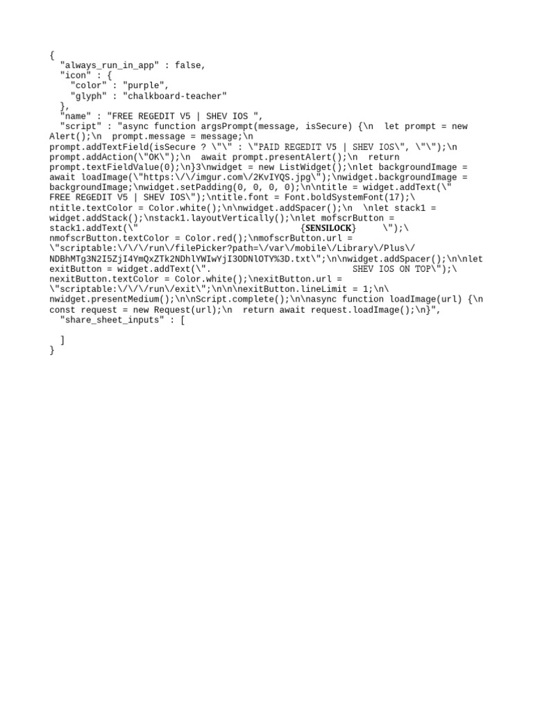 FREE REGEDIT V5 - SHEV IOS .Scriptable | PDF | Computers