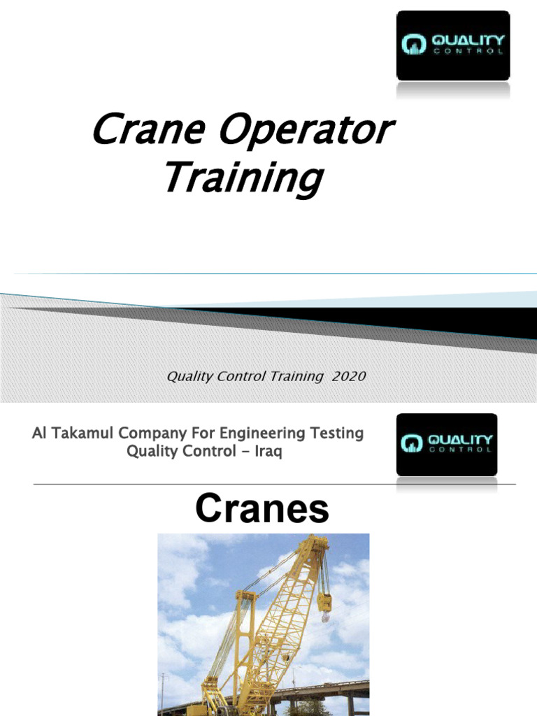 Quality Control Operator Training | PDF | Crane (Machine) | Engineering