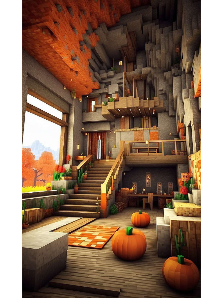 Leonardo Diffusion XL Minecraft Fall House Inside View 1 | PDF