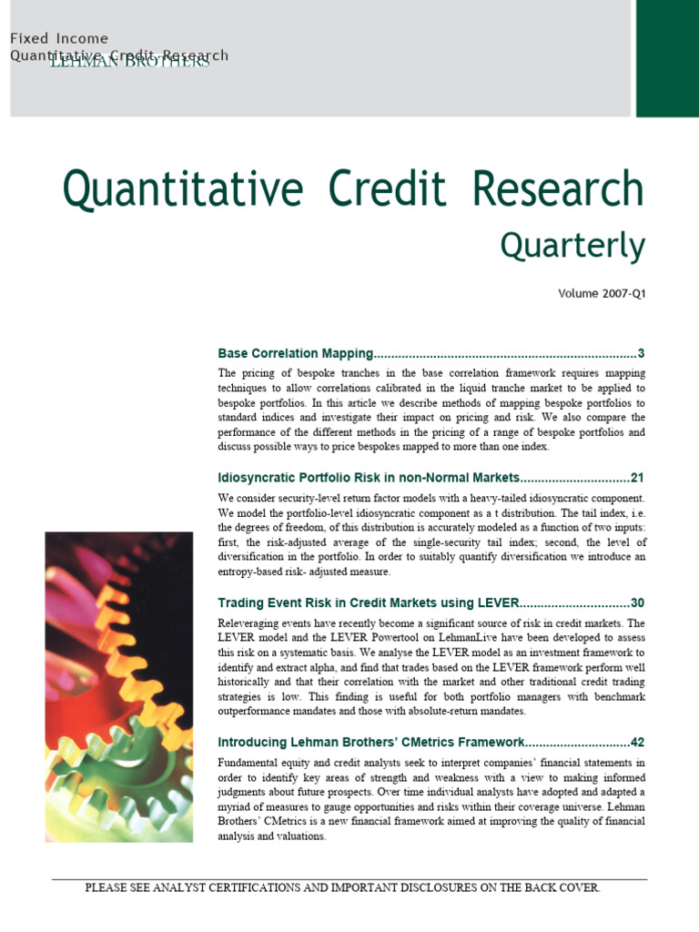 (Lehman Brothers) Quantitative Credit Research Quarterly - Quarter 1 ...