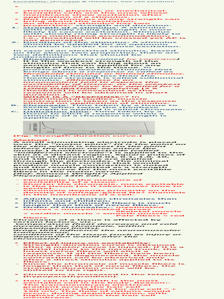 Excitability, Chronaxie & Rheobase, Hair Cell Exciation | PDF ...