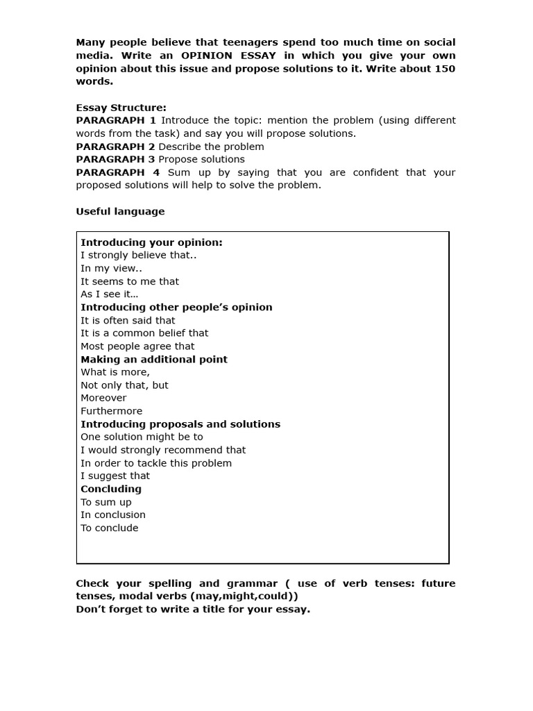 Opinion Essay 3 Eso | PDF