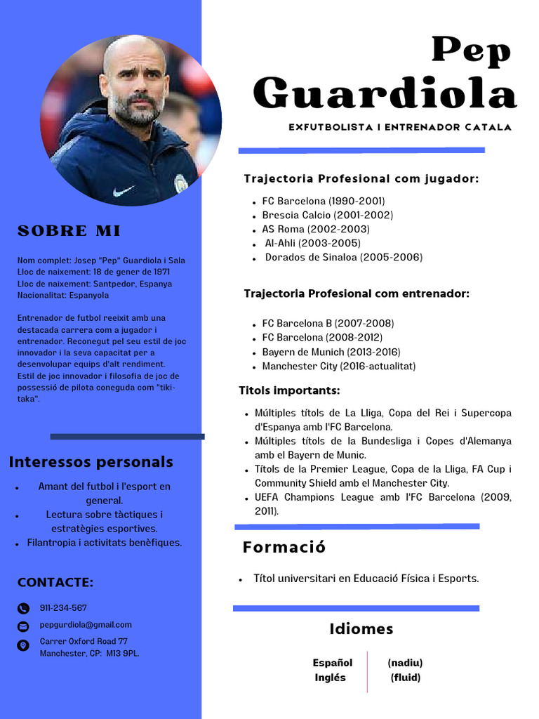 Curriculum Pep Guardiola | PDF