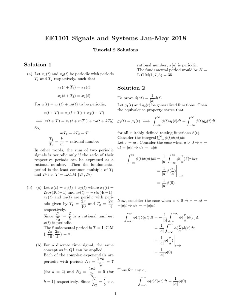 Tutorial 2 Solutions | PDF | Mathematical Concepts | Applied Mathematics