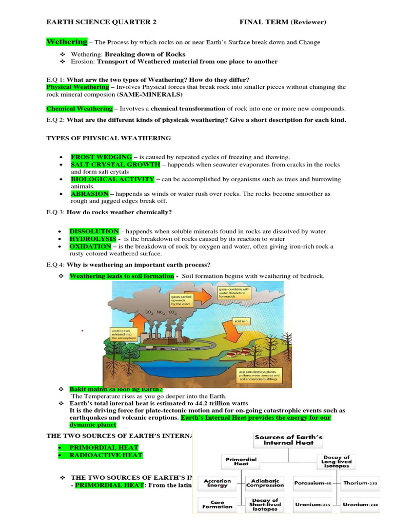 Reviewer EarthScie. L1 - L10 | PDF | Magma | Weathering