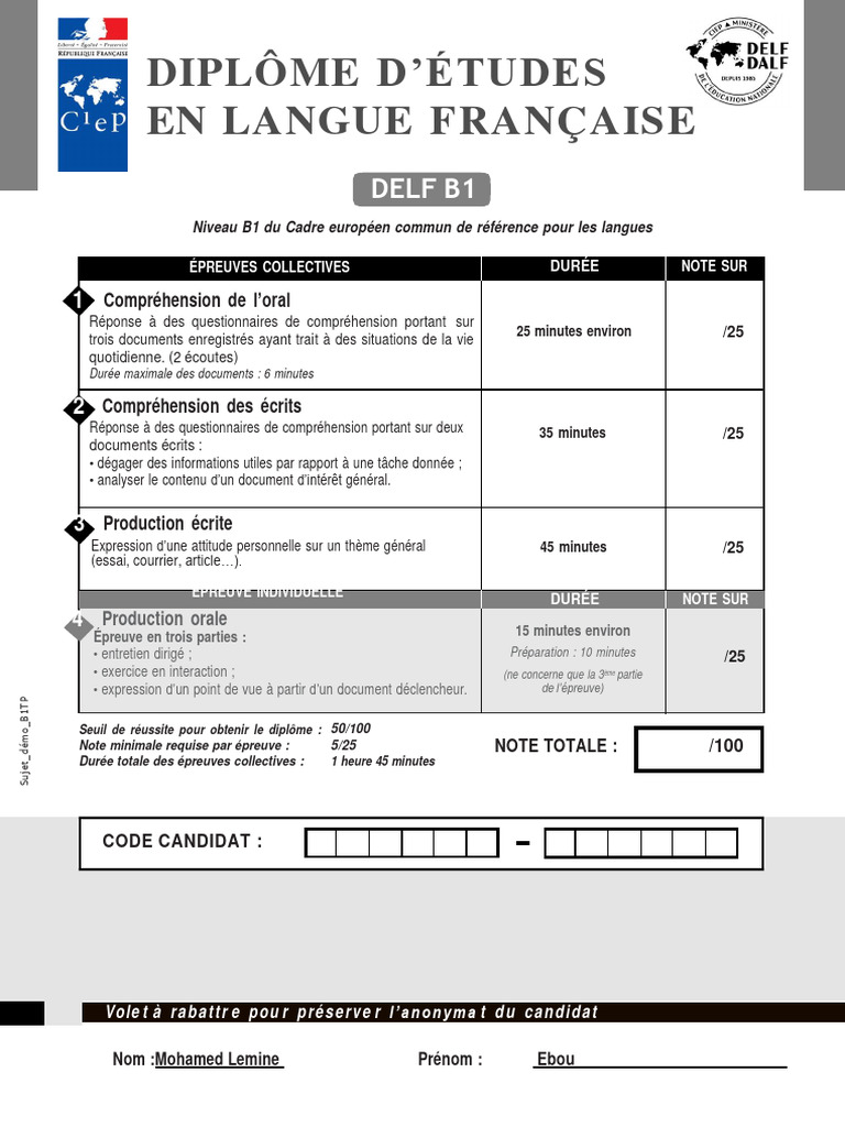 Épreuves DELF B1 : Compréhension et Production | PDF | Publicité