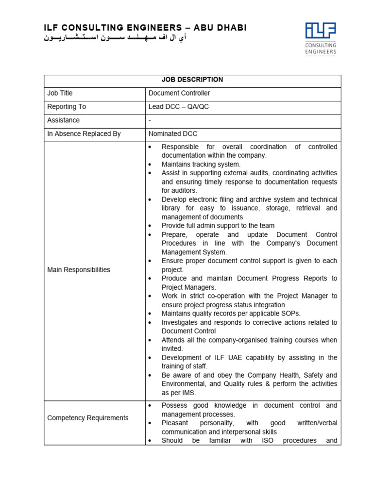 JD - Document Controller-1 | PDF | Business