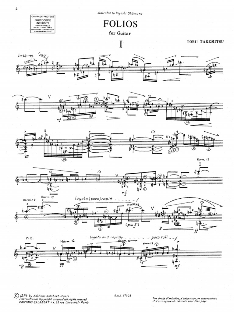 Toru Takemitsu - I.Folios | PDF