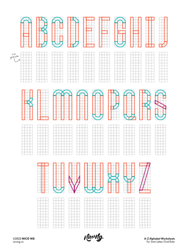 Nico Ng - Grid Ruler Alphabet and Layout Worksheets | PDF Nico Ng - Grid Ruler Alphabet and Layout Worksheets | PDF