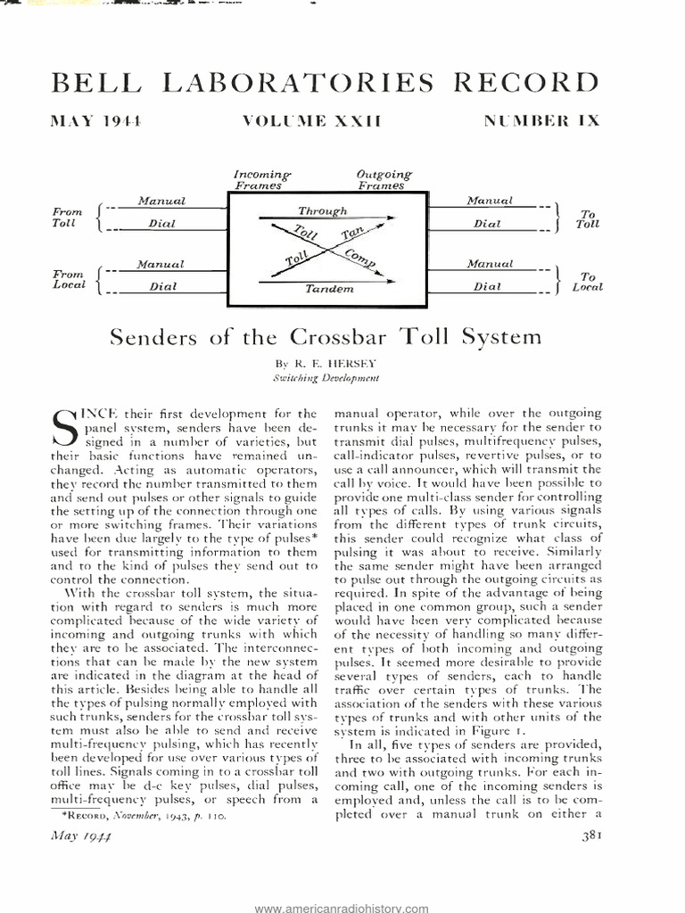 Bell Laboratories Record 1944 May | PDF | Telephone Exchange | Electricity