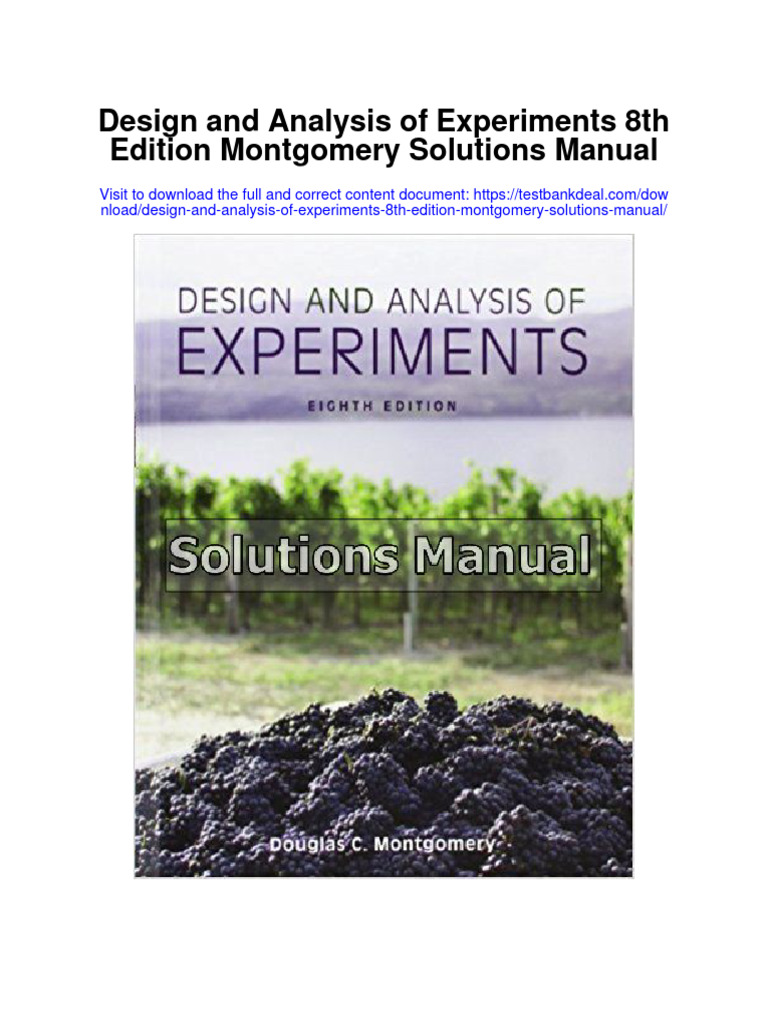 Instant Download Design and Analysis of Experiments 8th Edition Montgomery Solutions Manual PDF ...