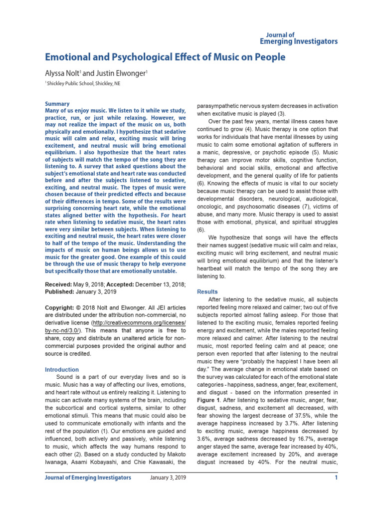 Emotional and Psychological Effect of Music On People | PDF | Emotions ...