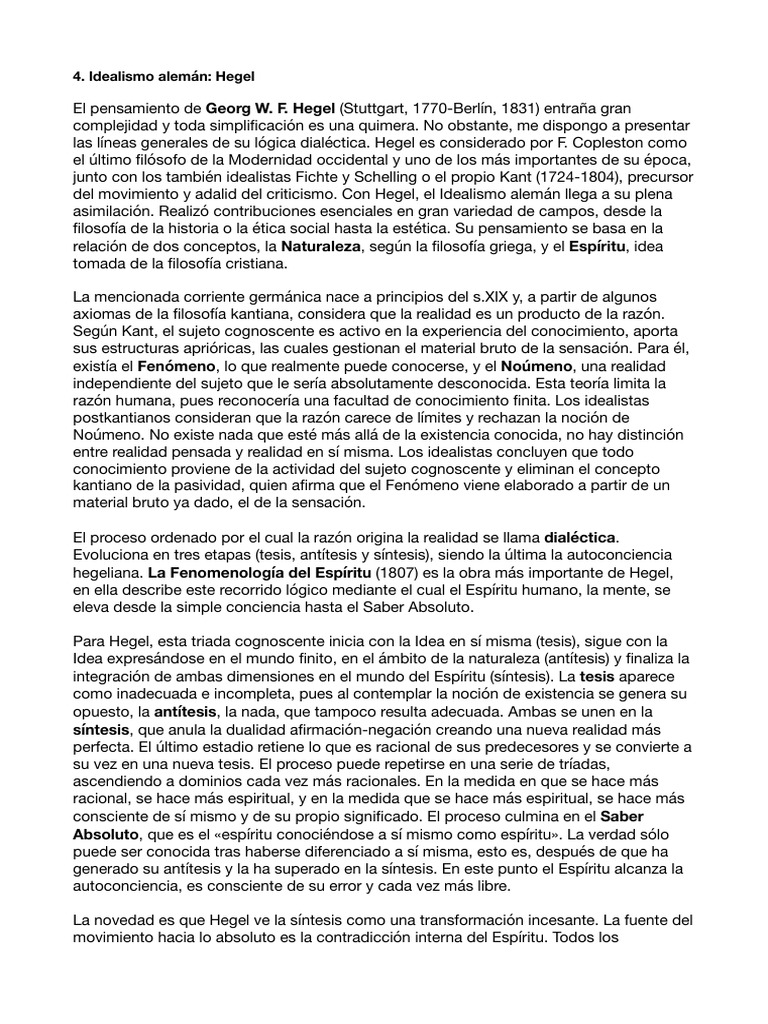 HEGEL E IDEALISMO ALEMÁN | PDF | Georg Wilhelm Friedrich Hegel | Immanuel Kant