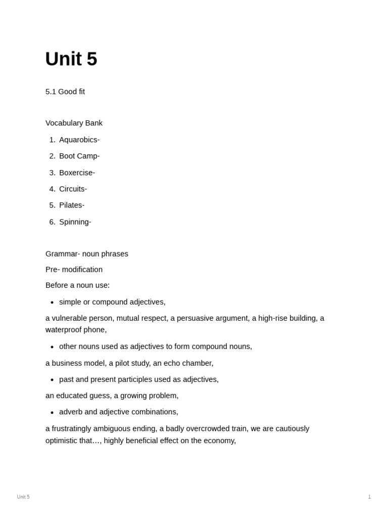 Angielski Unit 5 | PDF | Adjective | English Grammar