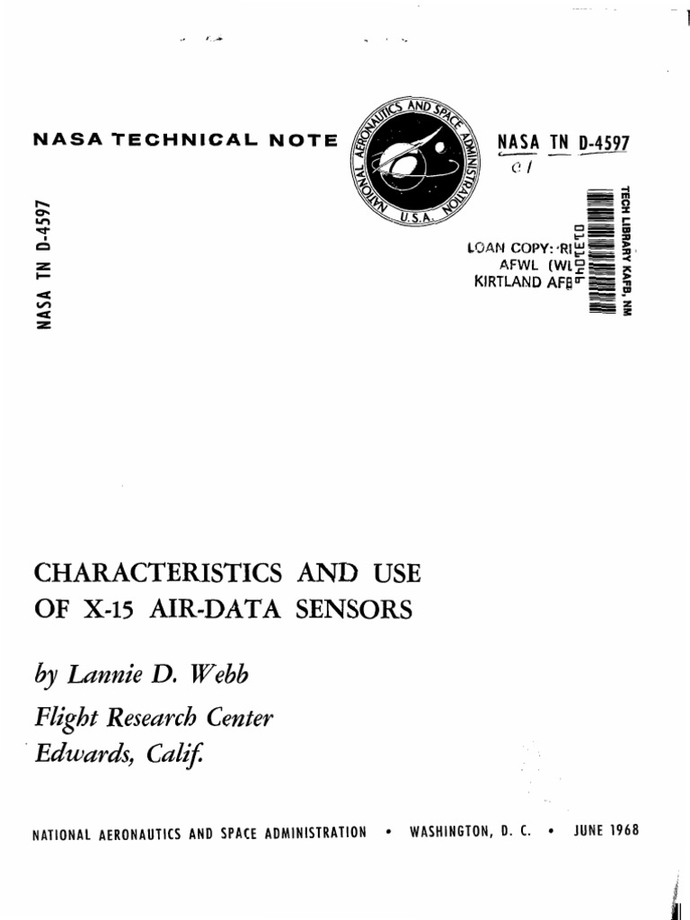 Characteristics and Use of X-15 Air-Data Sensors | Download Free PDF | Mach Number | Inertial ...
