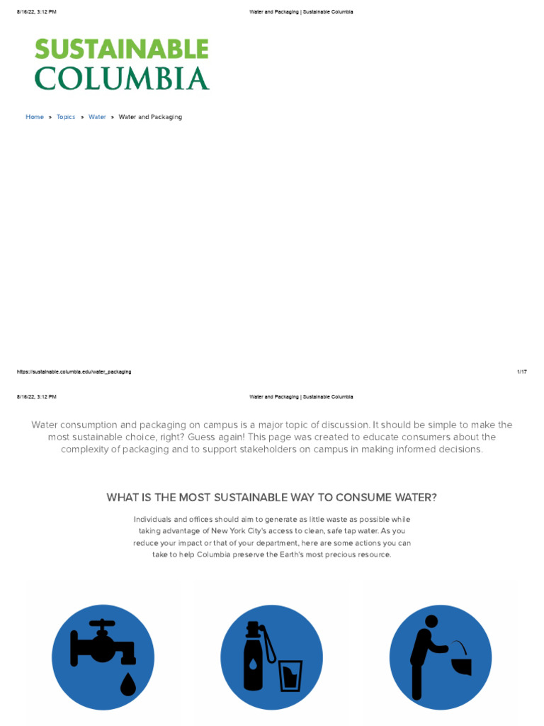 Water and Packaging - Sustainable Columbia | PDF | Recycling | Life ...