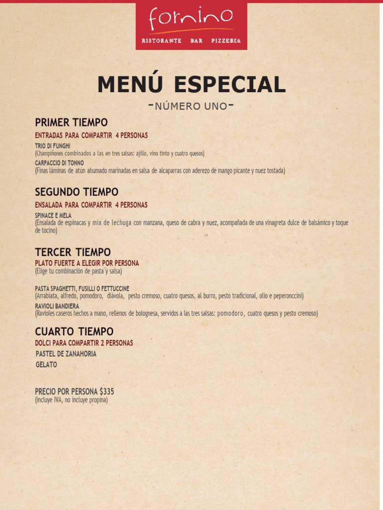 Menu Grupos Fornino 2023 | PDF | pesto | ensalada