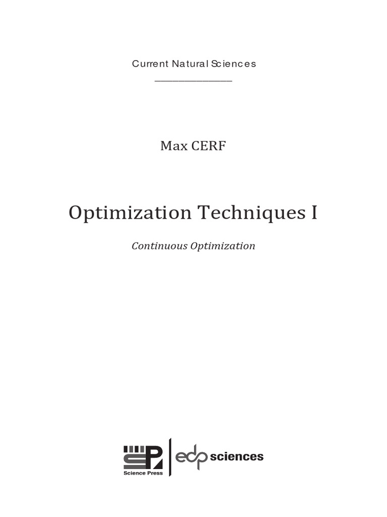 Max Cerf - Optimization Techniques I - Continuous optimization-EDP Sciences (2023) | PDF ...