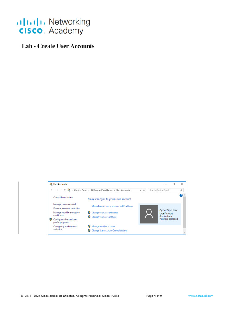 Lab 2.2 - Create User Accounts | PDF | User (Computing) | Password