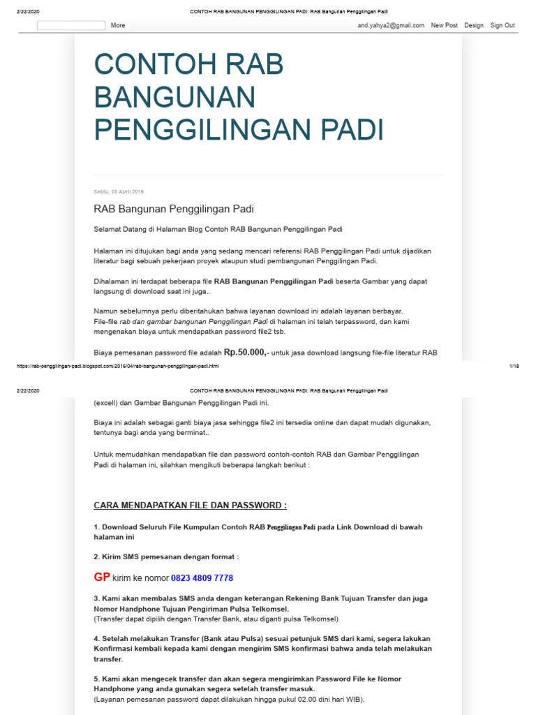 RAB Penggilingan Padi Terperinci | PDF
