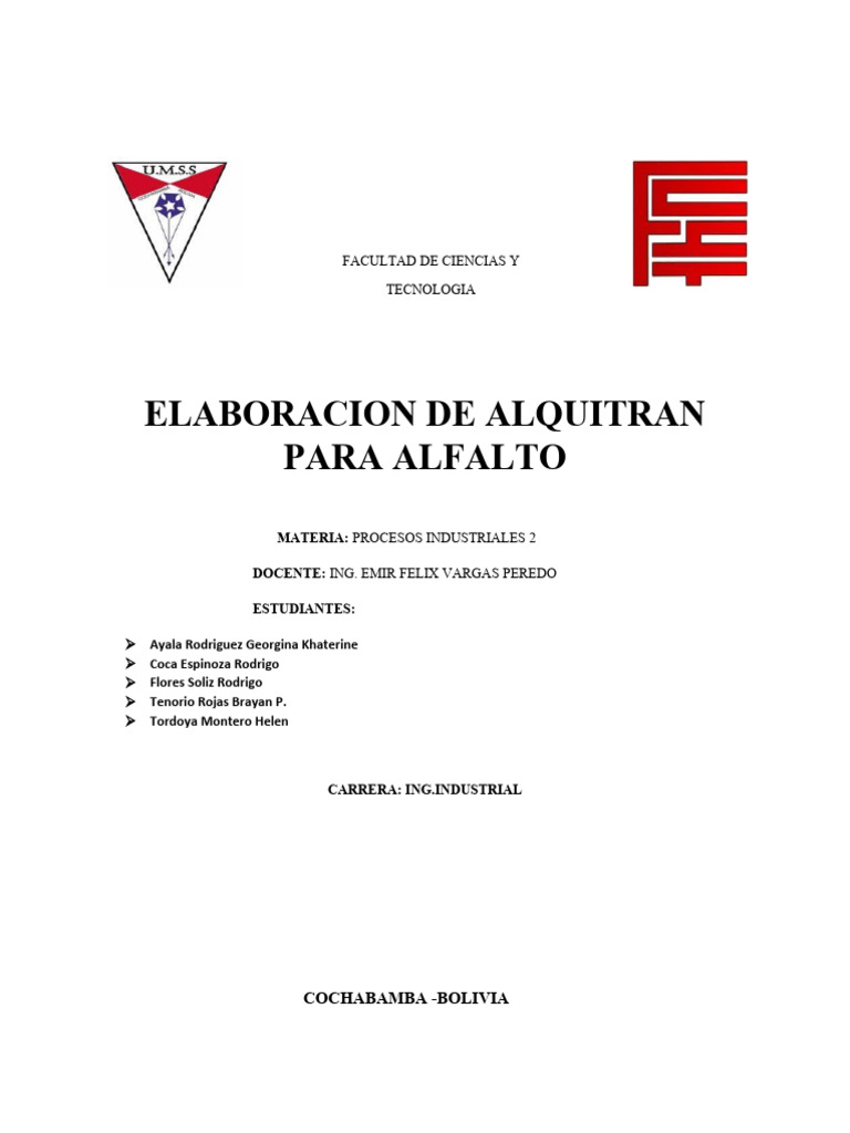 Elaboración de Alquitrán para Asfalto | PDF | Mercado (economía) | Petróleo
