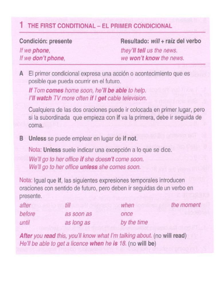 FIRST CONDITIONAL SENTENCES Teoria | PDF