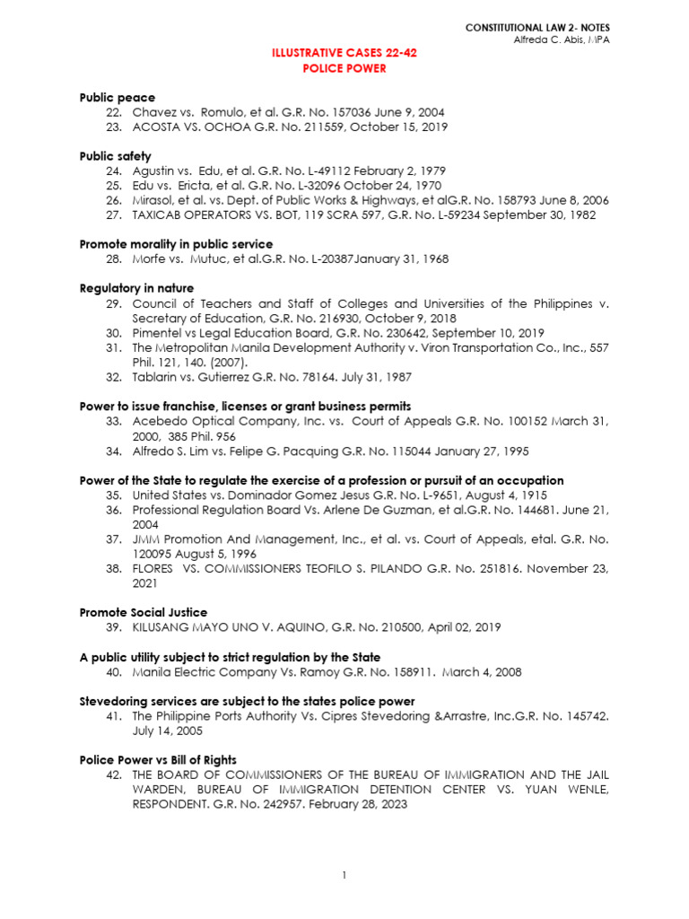 Consti 2 - Police Power (Case 22-42) | PDF | Right To Keep And Bear ...