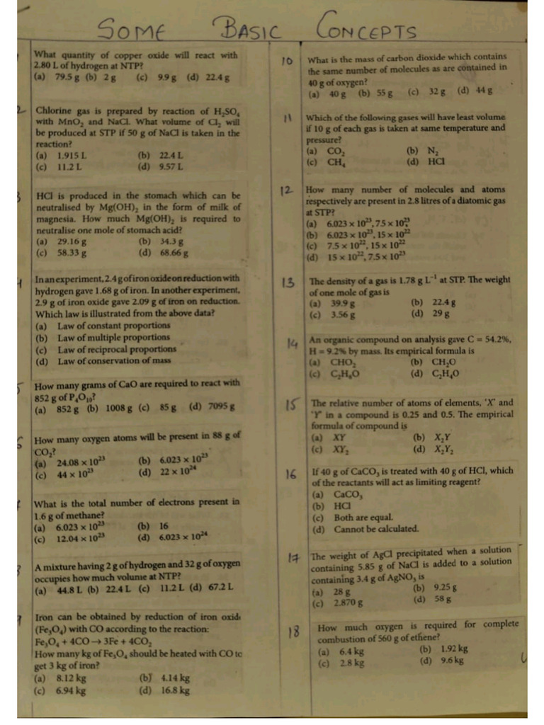 Some Basic Concepts Mcqs | PDF