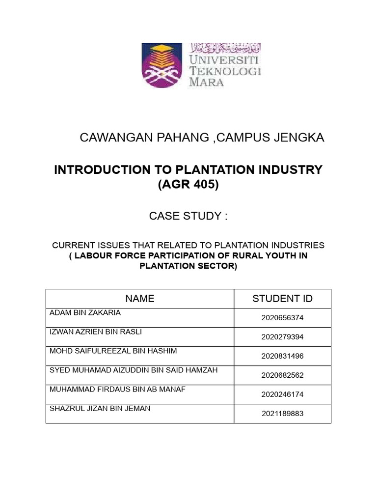 Uitm Agr405 Case Study Group 2 | PDF | Palm Oil | Employment