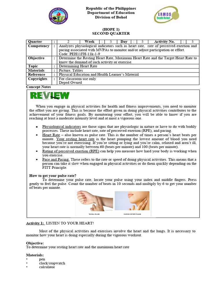 Hope 1 Q2 Week 5 | PDF | Heart Rate | Heart