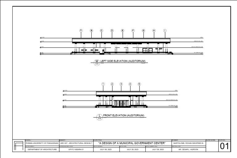 Auditorium Elevation and Section Plans | PDF