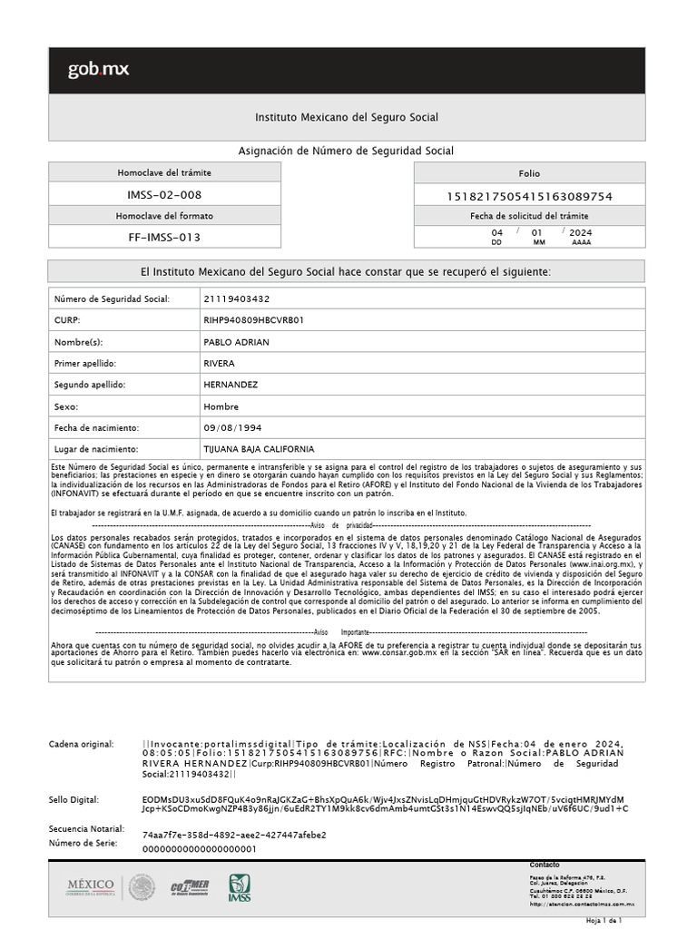 Num. de Imss Editable | PDF | Gobierno