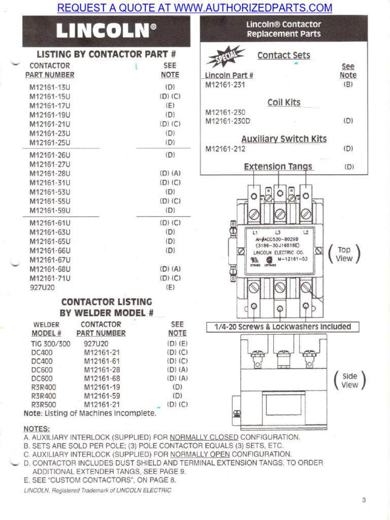 Lincoln Contactors | Download Free PDF | Electrical Equipment ...